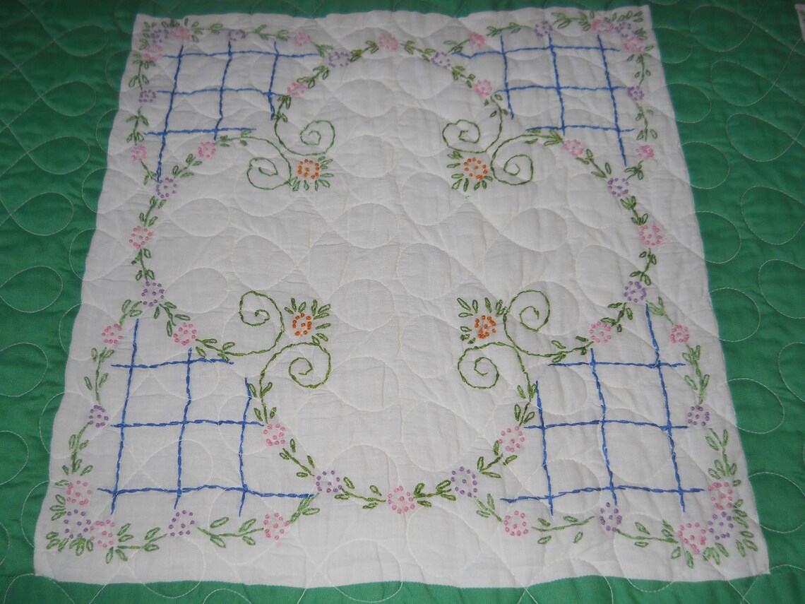 Hand Embroidered Blocks. Lovely Ilinois Quilt. Never Used | Etsy