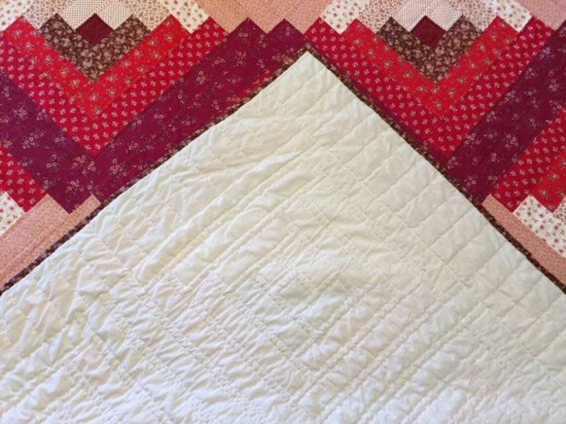 Showstopper Reds Vintage Log Cabin / Straight Furrows Quilt. | Etsy