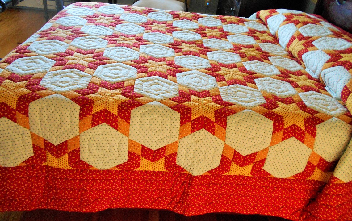 Showstopper Vintage Double Star Quilt. Handmade From - Etsy