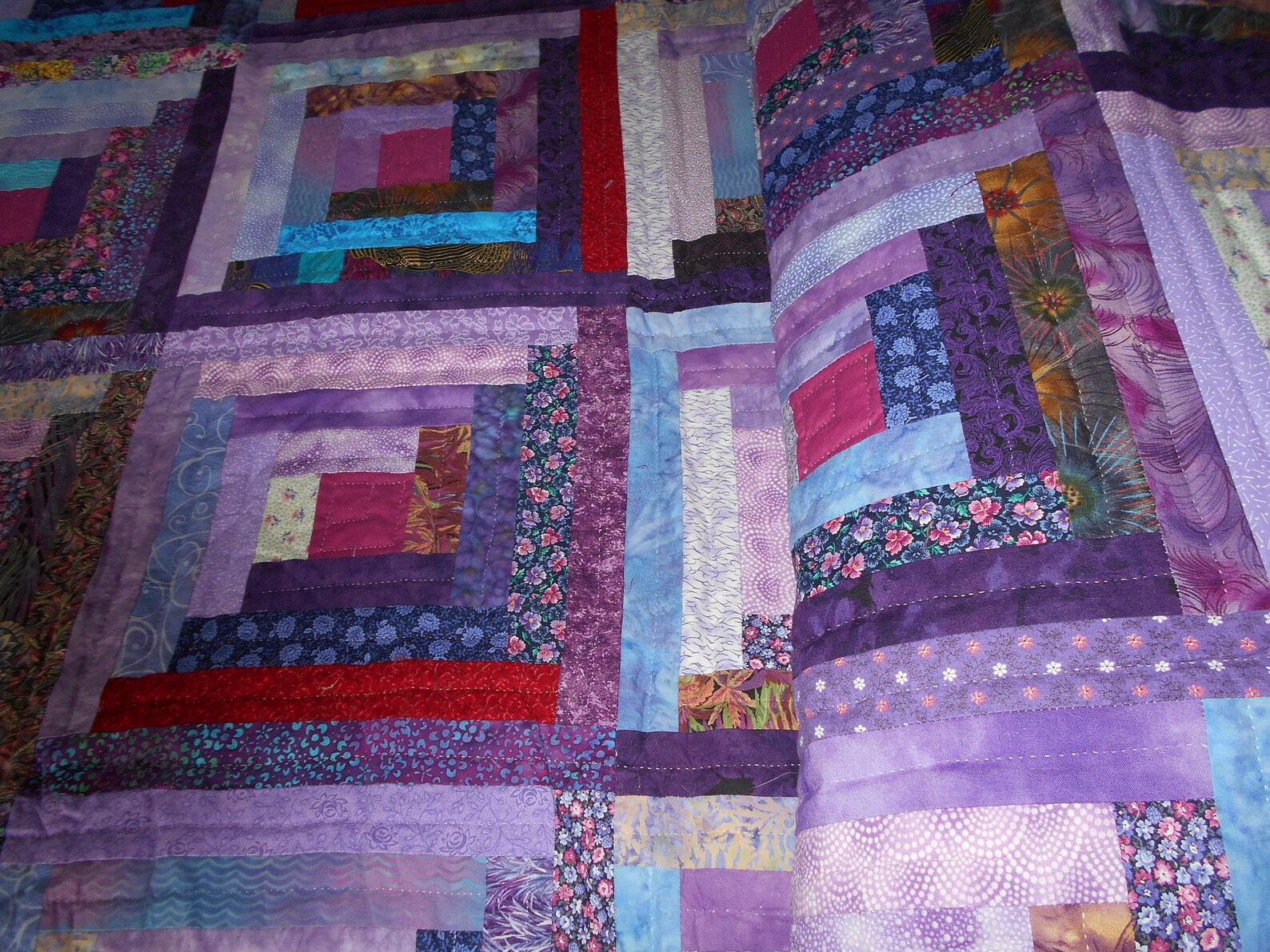 Showstopper Log Cabin Quilt. Fabulous Colors and Prints. - Etsy