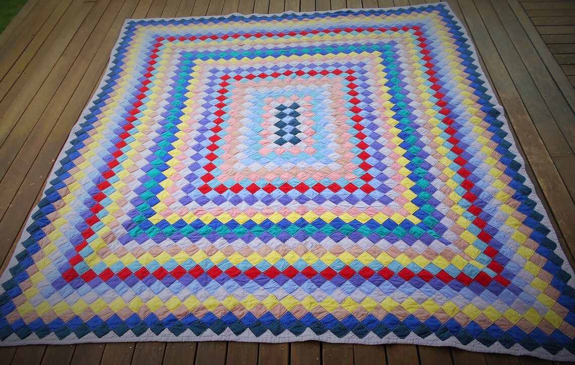 Bright Homemade Boston Commons Quilt. Hand Quilted. 77 X 82 | Etsy