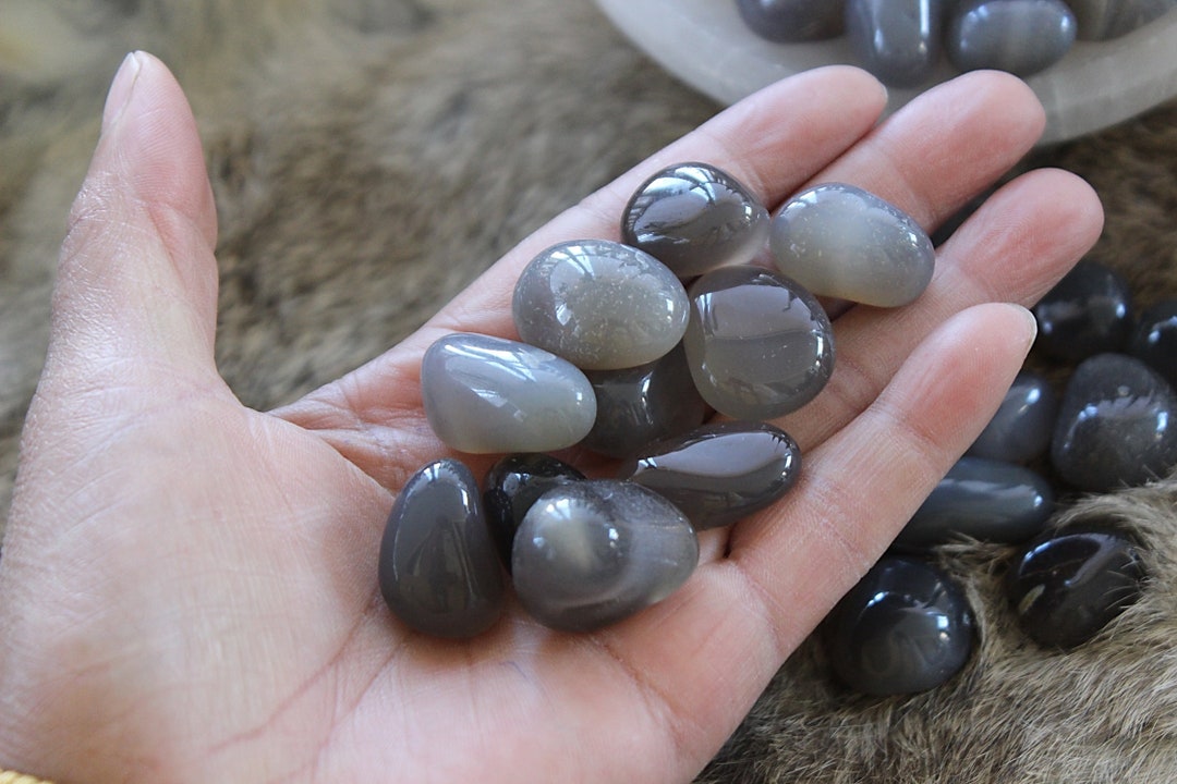Grey Agate Tumbled Stone - Etsy