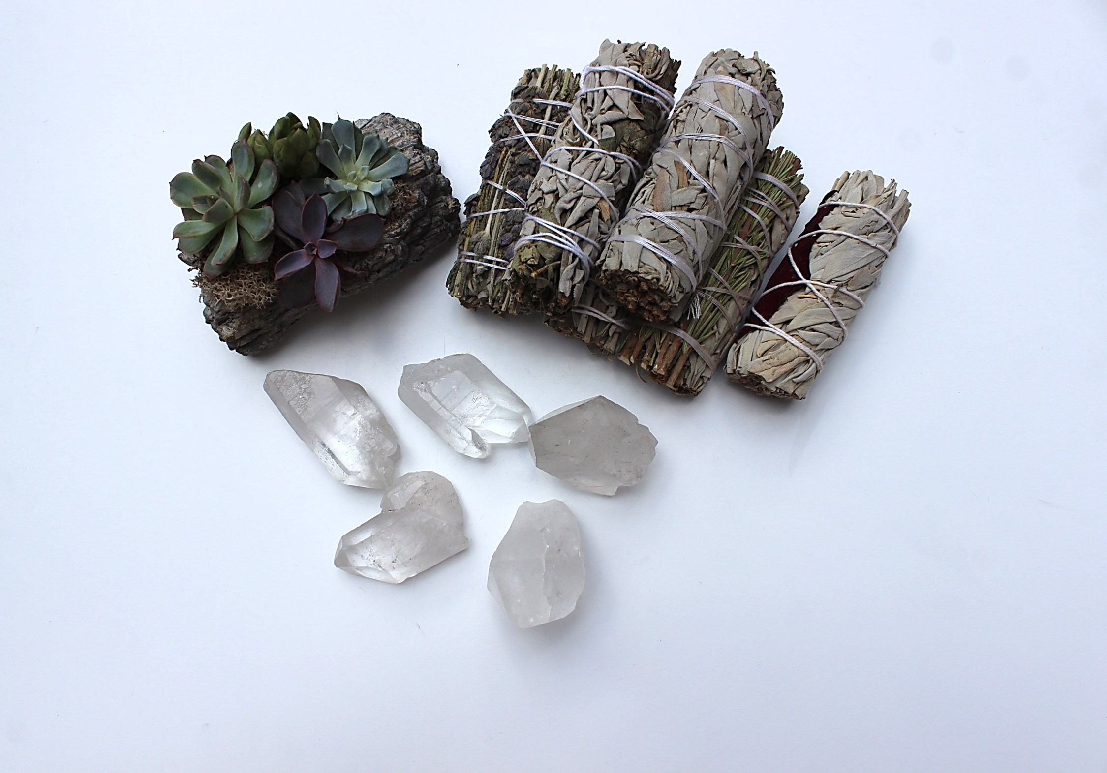 Manifestation Clear Quartz Kit / White Sage & Clear Quartz Kit | Etsy