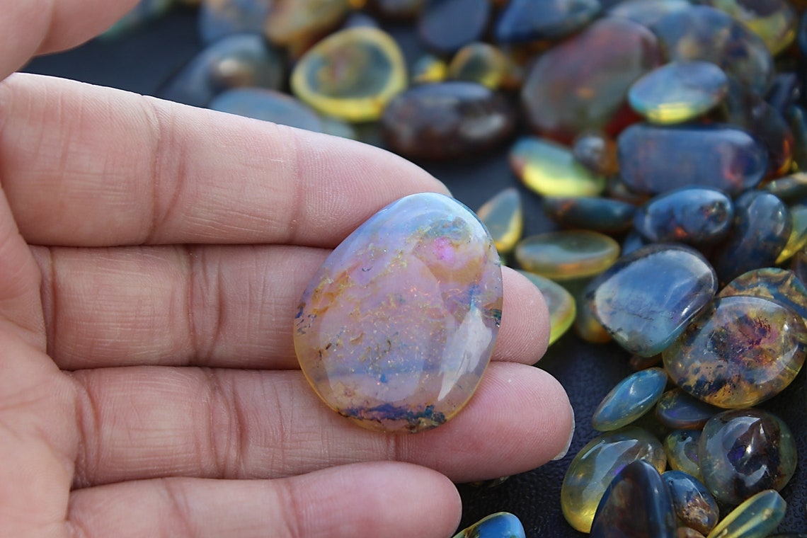 Blue Amber Natural Genuine Dominican Cabs by the Grams - Etsy