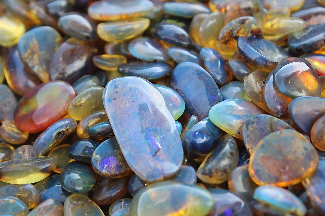 Blue Amber Natural Genuine Dominican Cabs by the Grams - Etsy