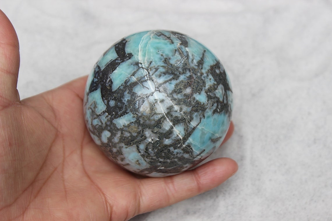 Larimar Sphere Caribbean Rare Pectolite Atlantis Stone 625 | Etsy
