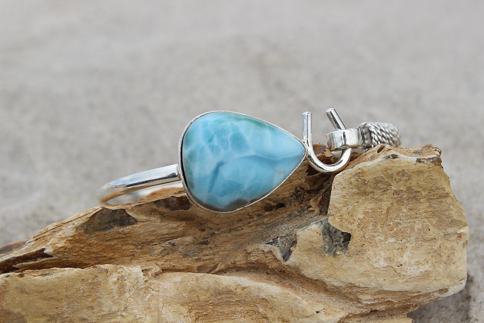 Larimar Bangle Sideway Teardrop Bracelet - Etsy