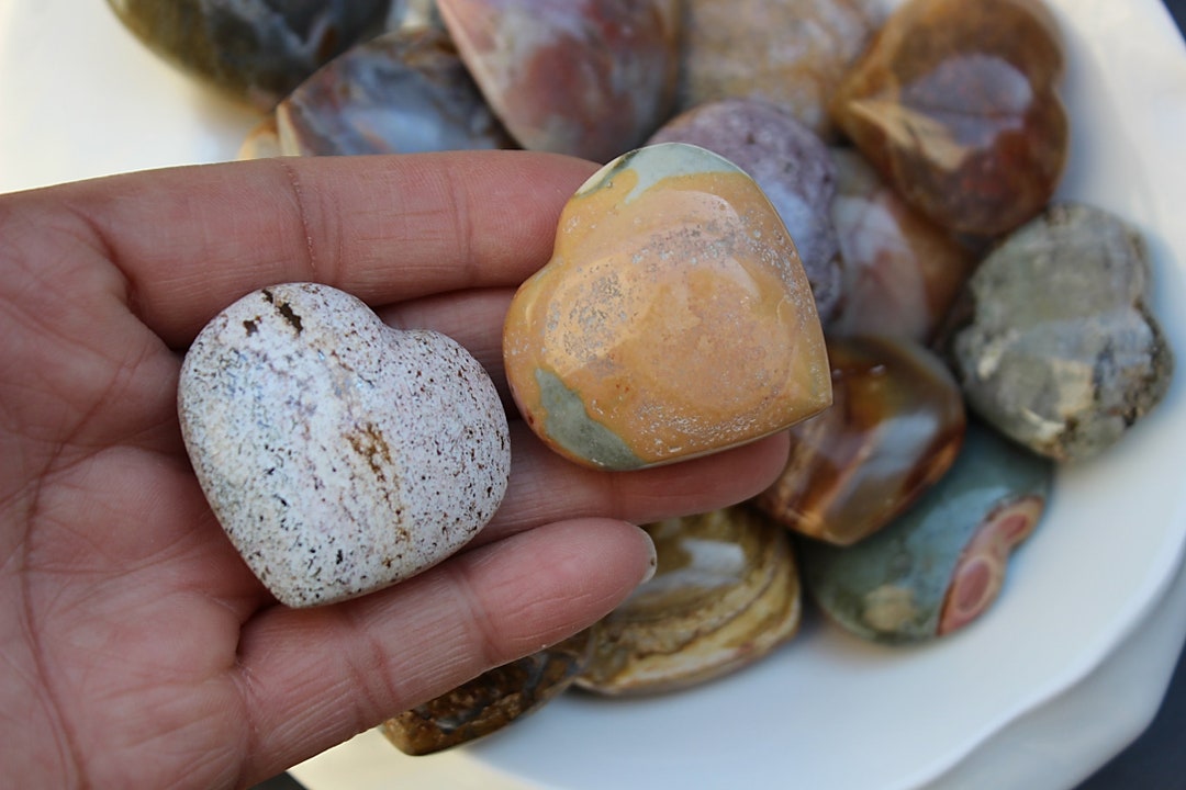 Ocean Jasper Heart / Love Shape Heart / Small Heart - Etsy