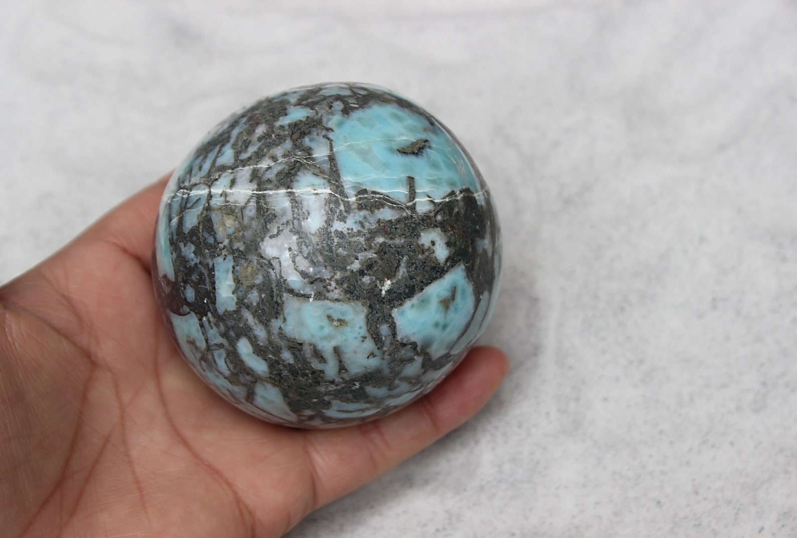 Larimar Sphere Caribbean Rare Pectolite Atlantis Stone 625 - Etsy