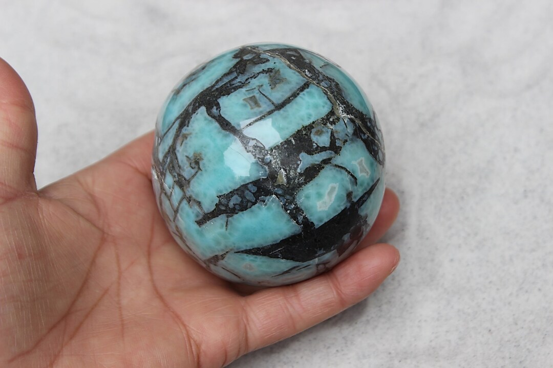 Larimar Sphere, Caribbean Rare Pectolite, Atlantis Stone, 625 Grams - Etsy