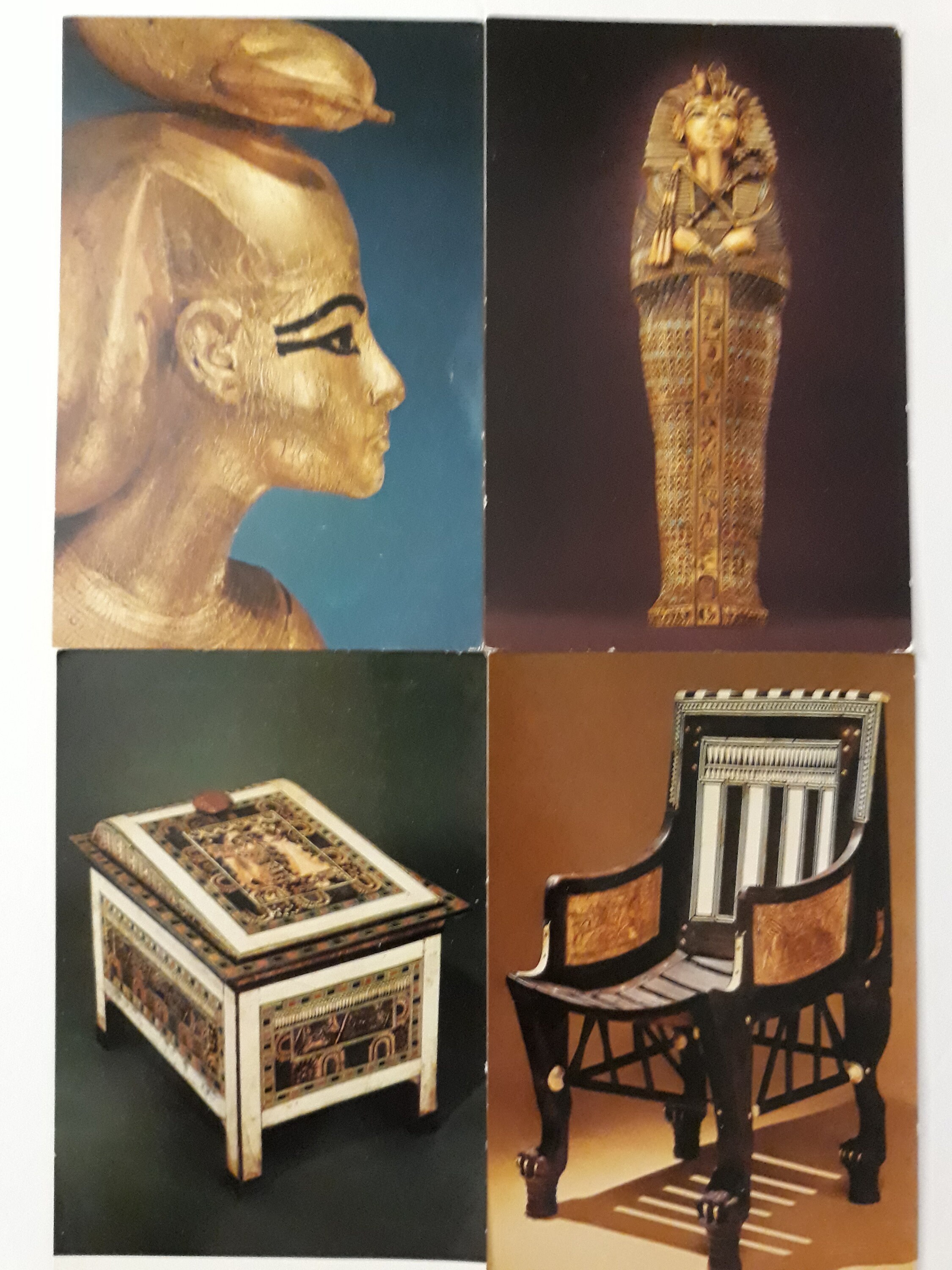 Four Vintage Postcards, Photos Oftreasures of Tutankhamun, Egyptian Art ...