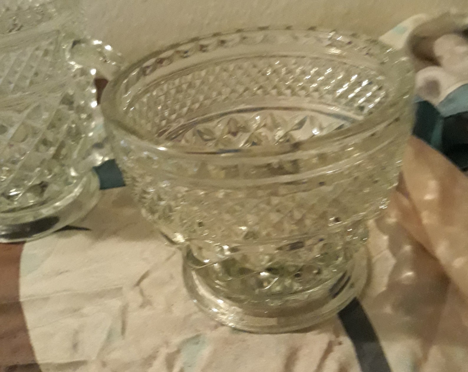 Clear Depression Glass Anchor Hocking Wexford Pattern Open Sugar ...