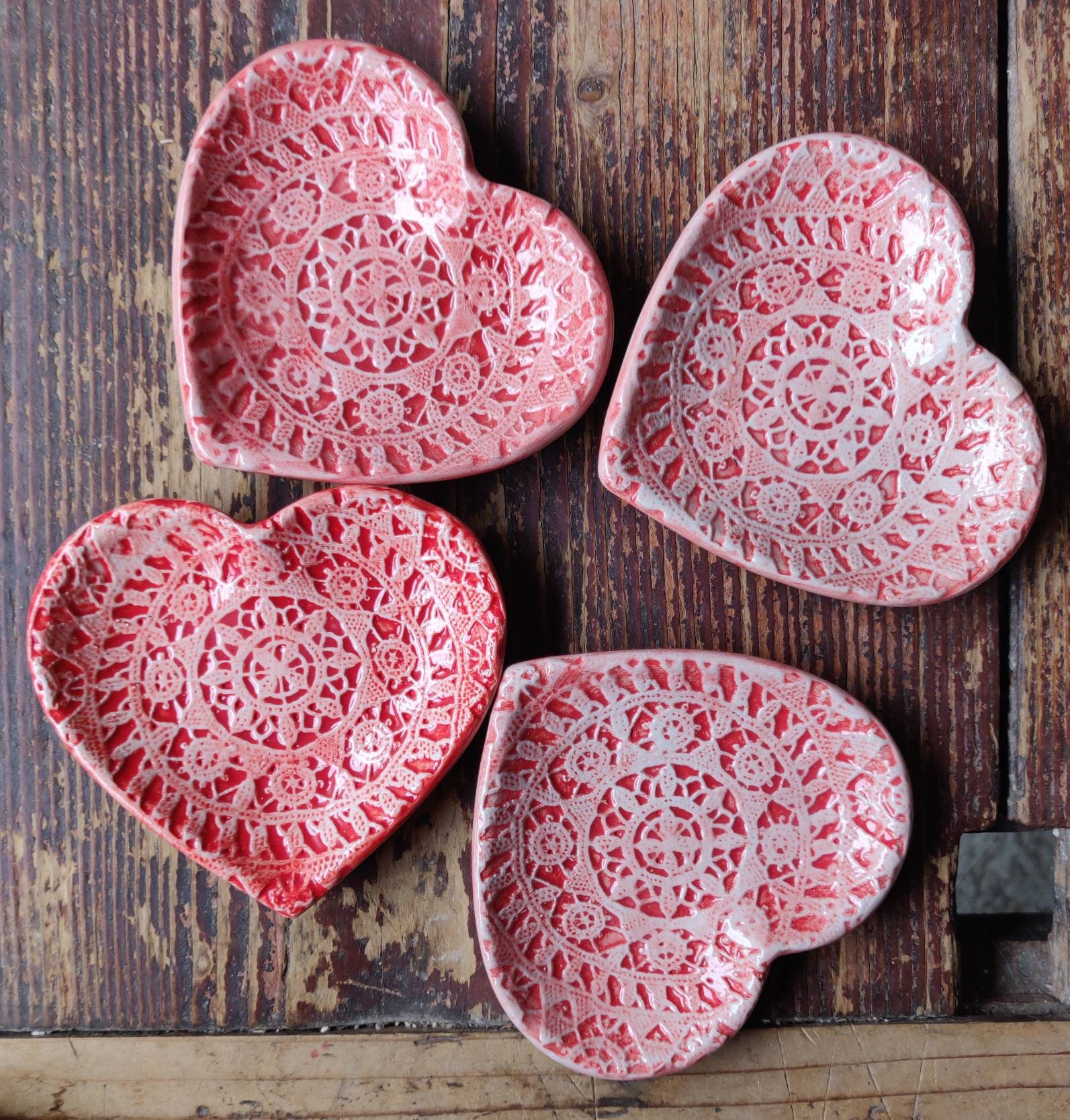Ceramic heart hand made with lace motif from island Pag | Etsy