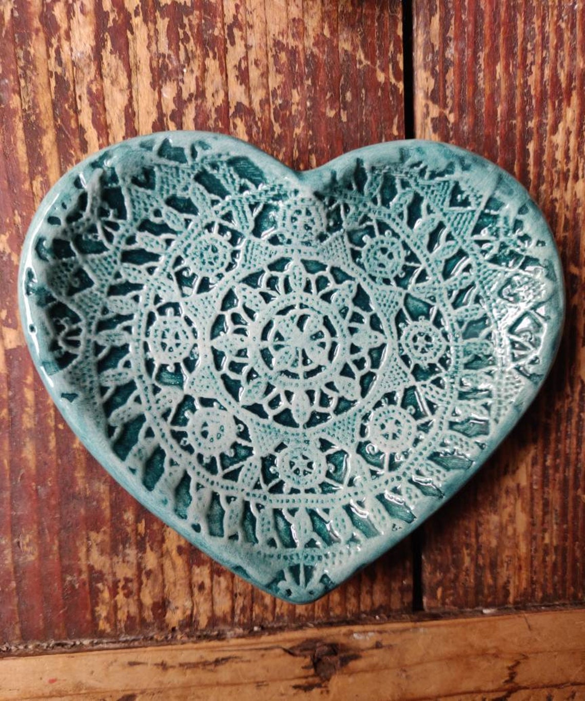 Ceramic heart hand made with lace motif from island Pag | Etsy