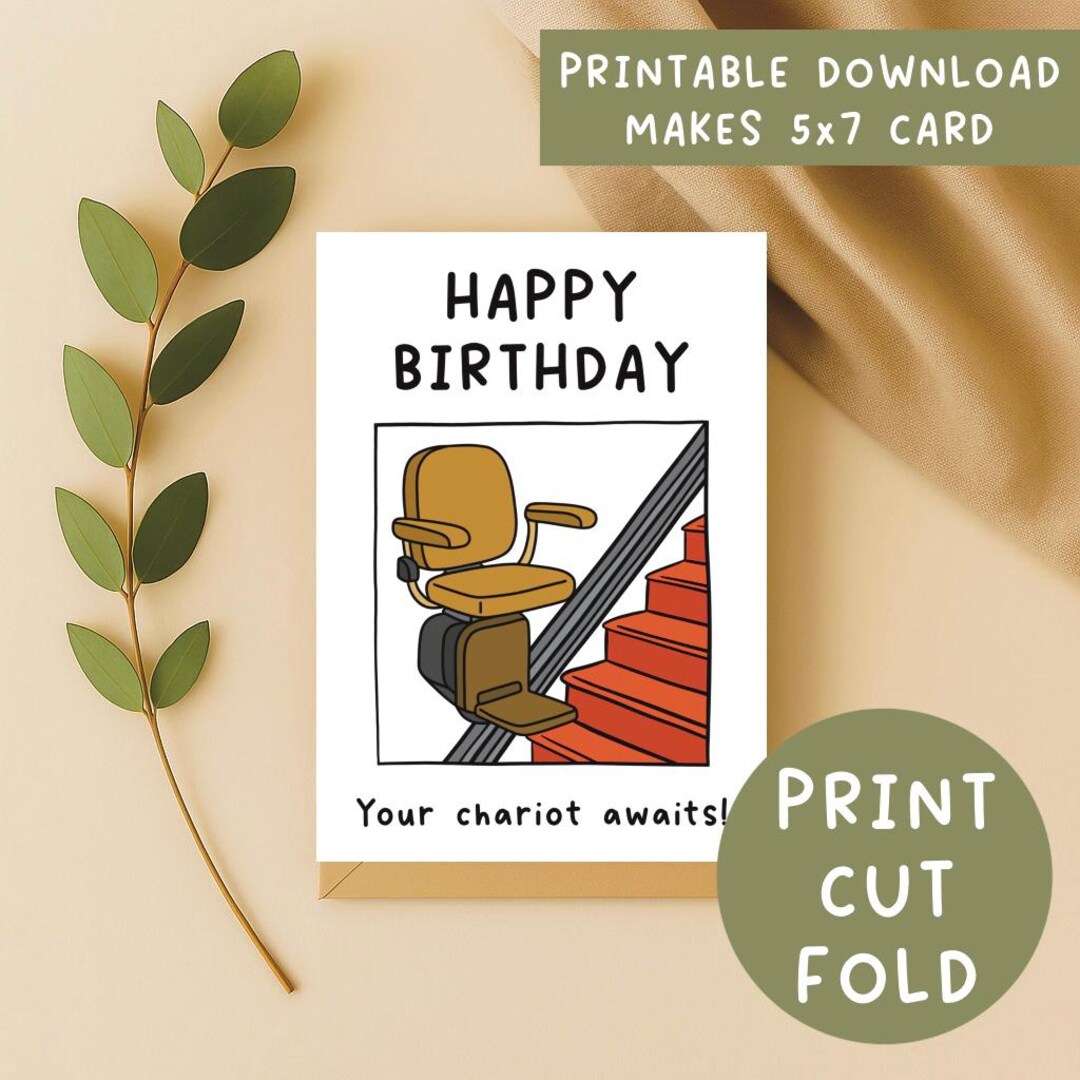 Printable Stair Lift Aging Birthday Card - Etsy
