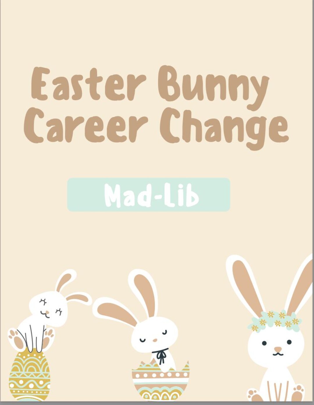Easter Bunny Mad Lib Printable Activity Sheet - Etsy