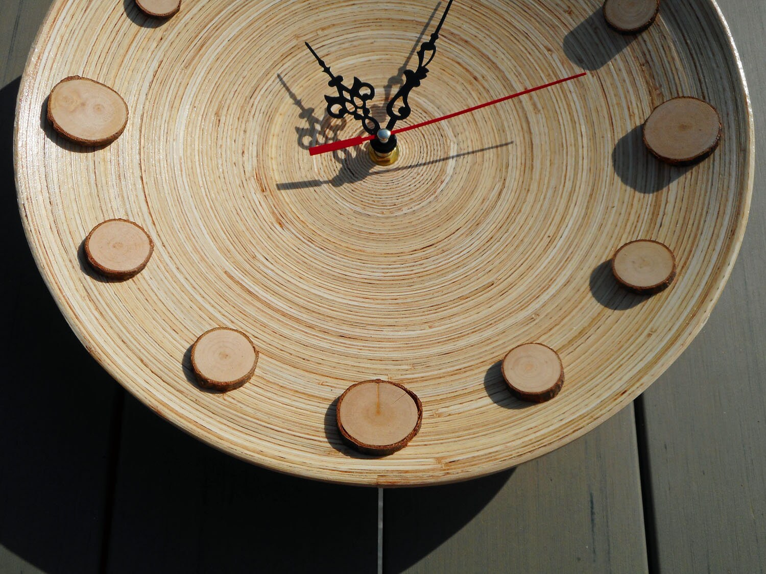 Light Wood Wall Clock Hanging Clock Round Wooden Clock for Wall Silent ...