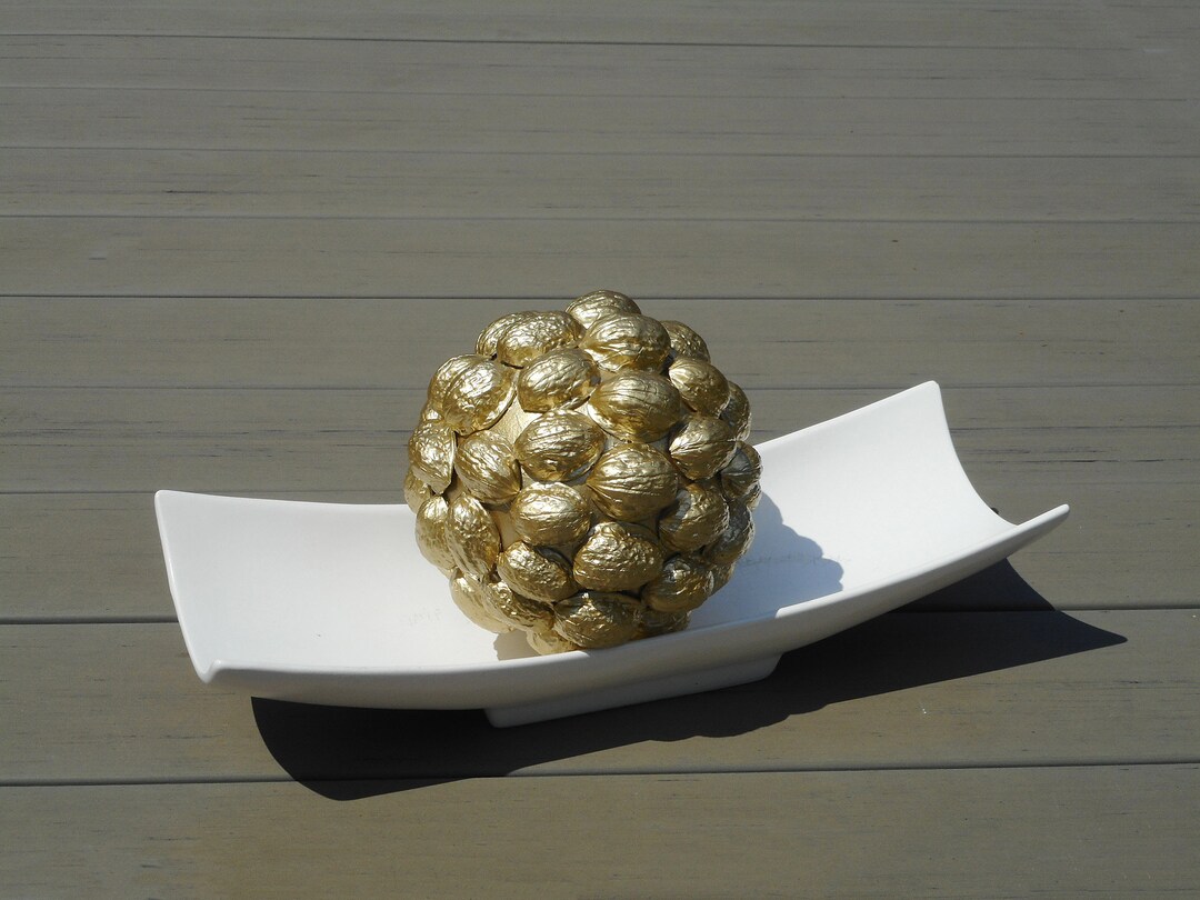 Large Gold Ball Decorative Orb Sphere Ornament Round Bauble Table ...