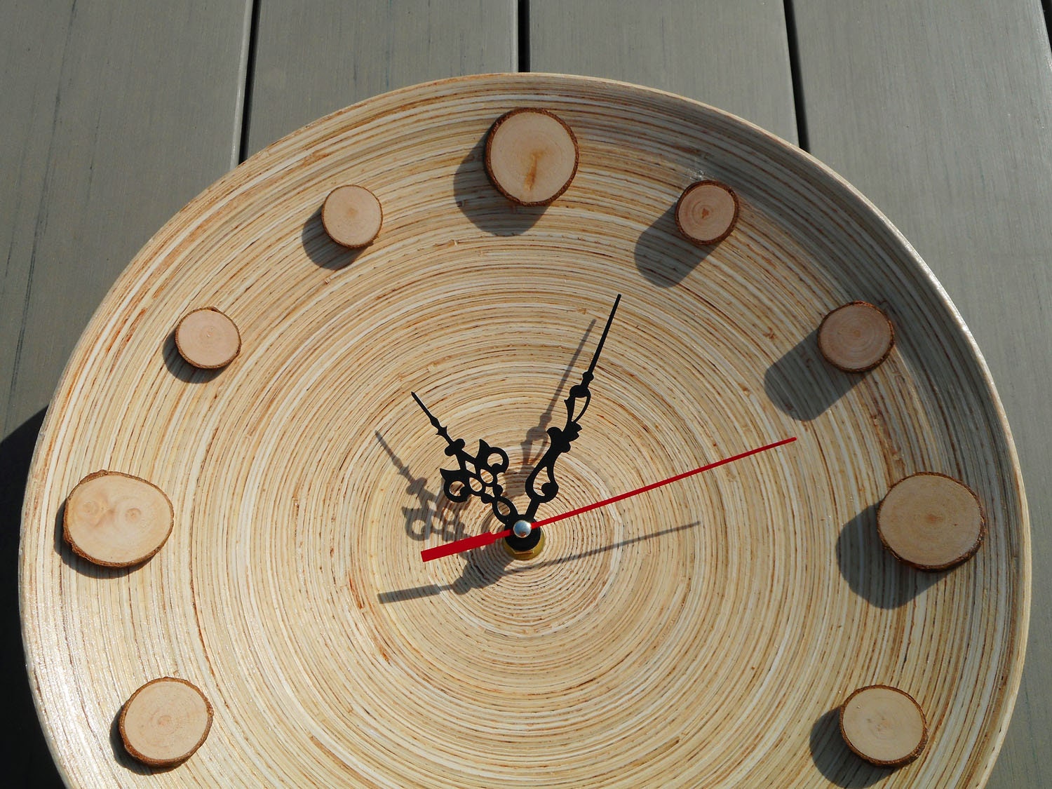 Light Wood Wall Clock Hanging Clock Round Wooden Clock for Wall Silent ...