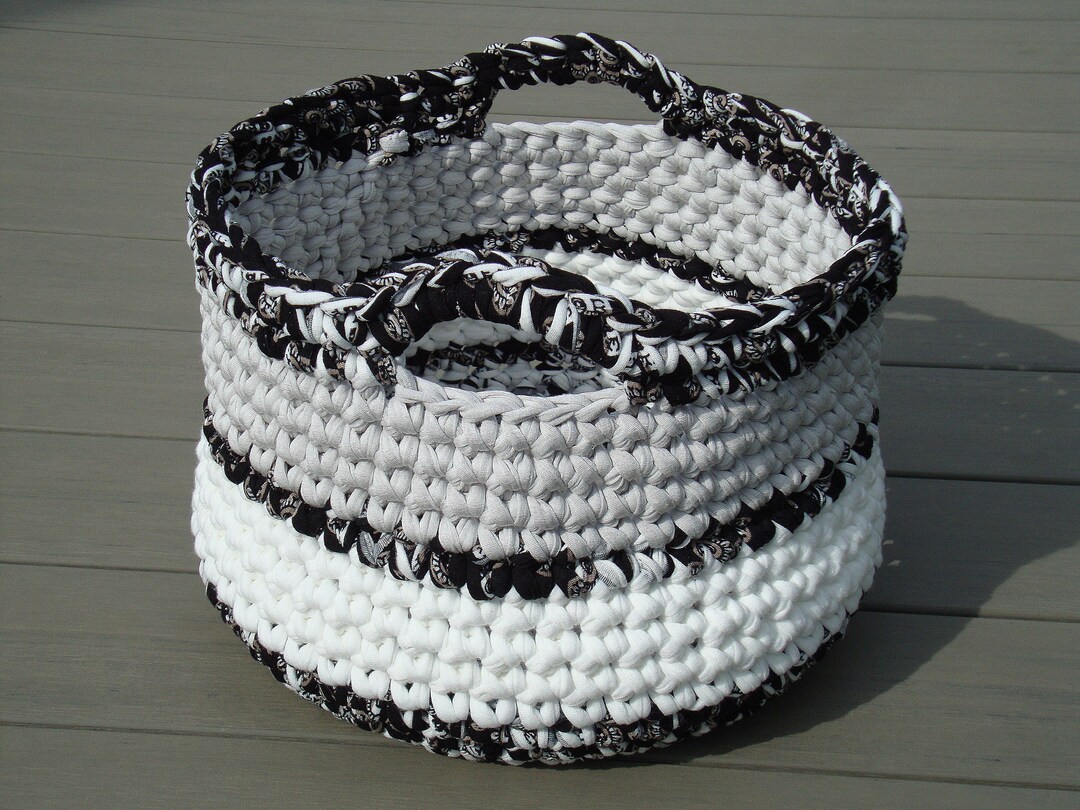 Big Grey Basket Chunky Crochet Storage Basket Large Round Basket With ...