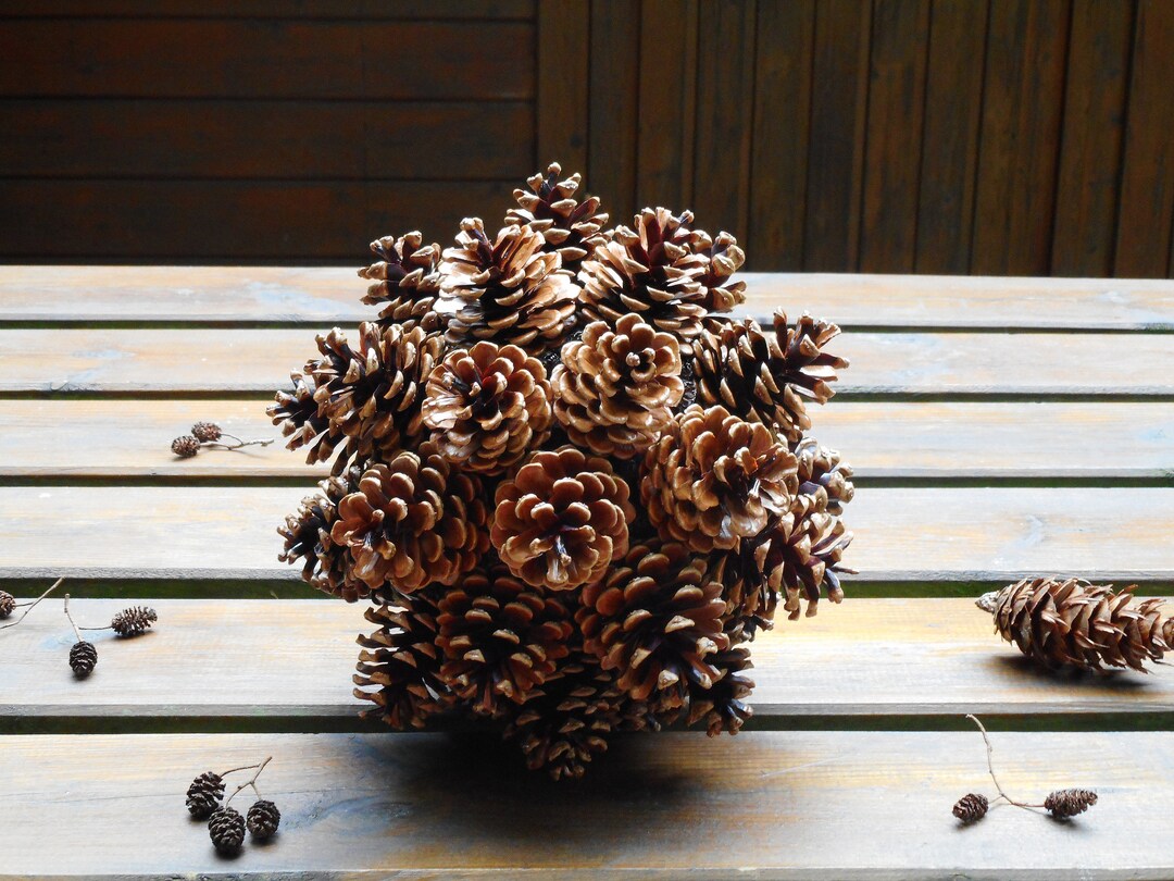 Large Pine Cone Ball Ornament Rustic Christmas Orb Table Centerpiece ...