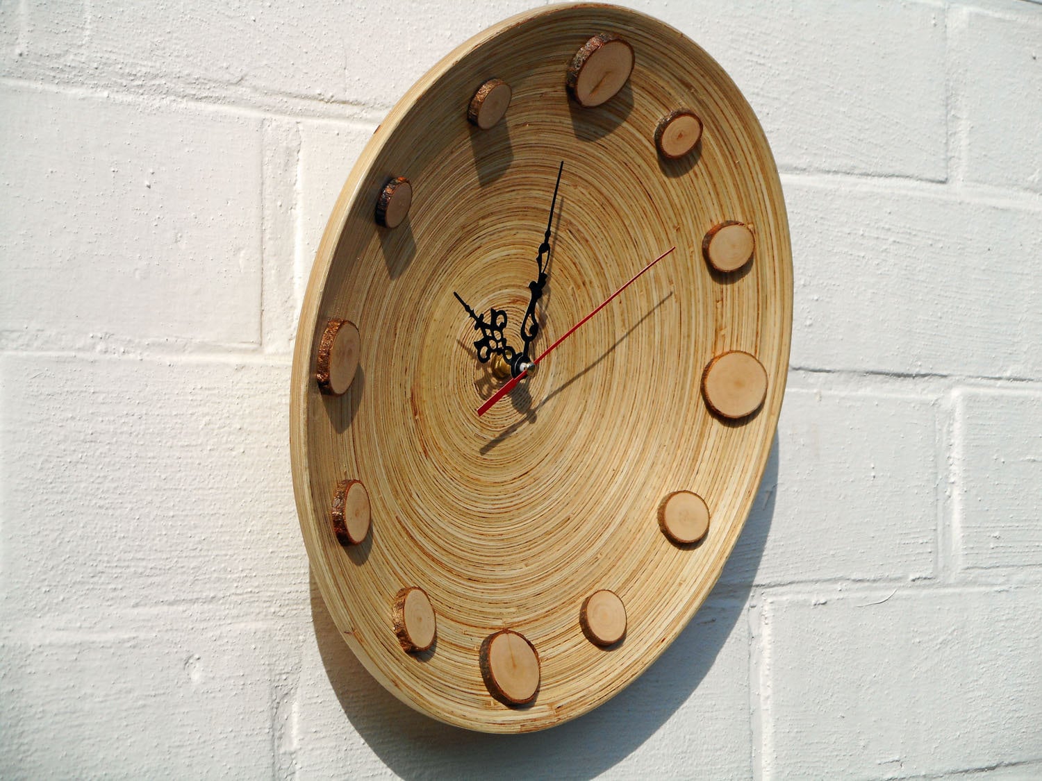Light Wood Wall Clock Hanging Clock Round Wooden Clock for Wall Silent ...