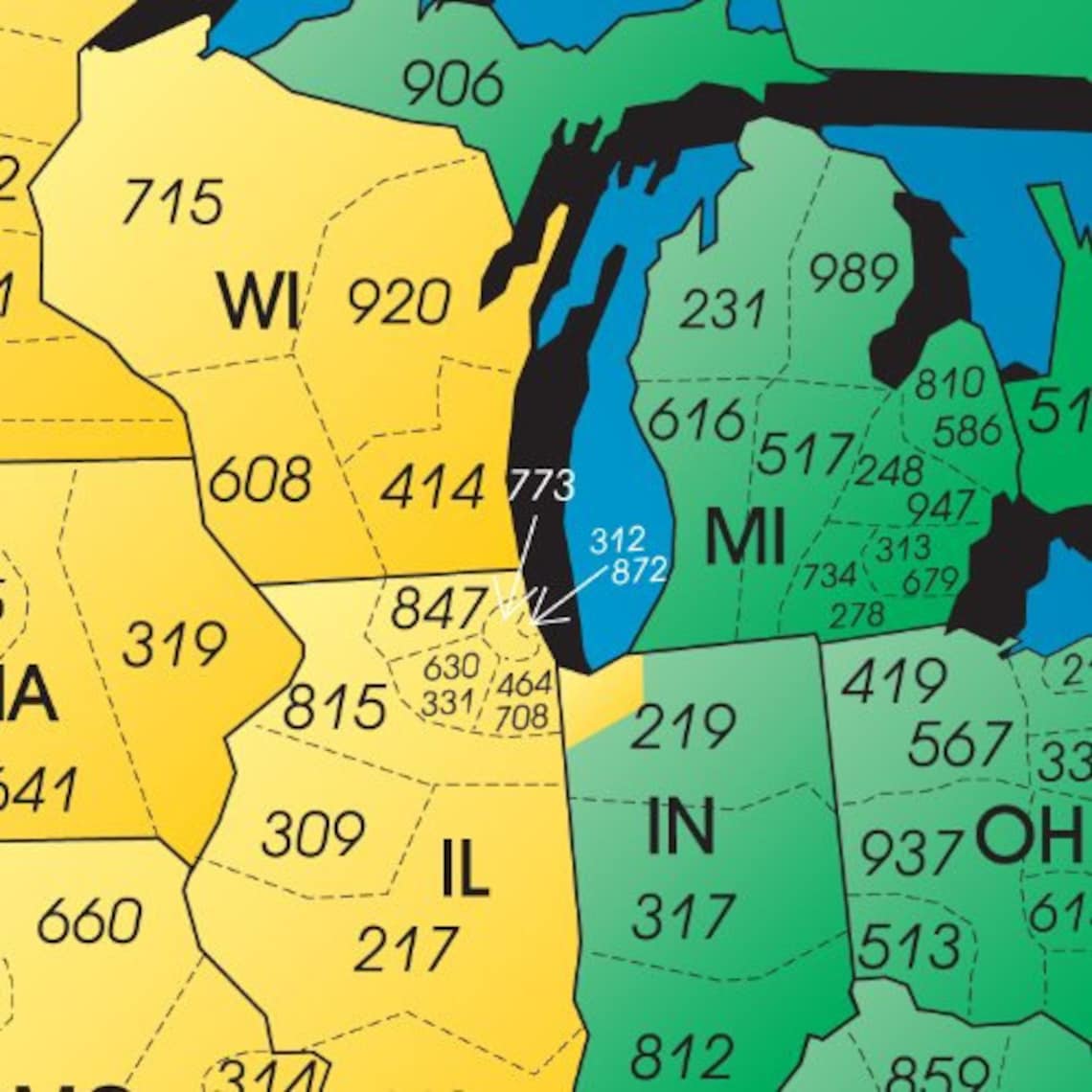 North America Laminated Gloss Full Color Time Zone Area Code Map ...