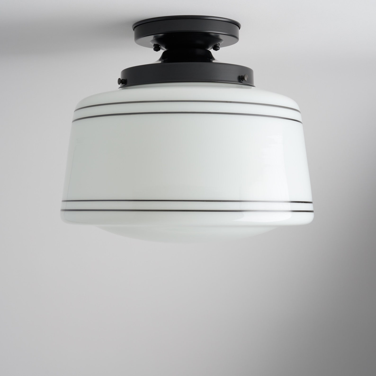 Mid-century Modern - Ceiling Light Fixture - Stripes Painted - Drum ...