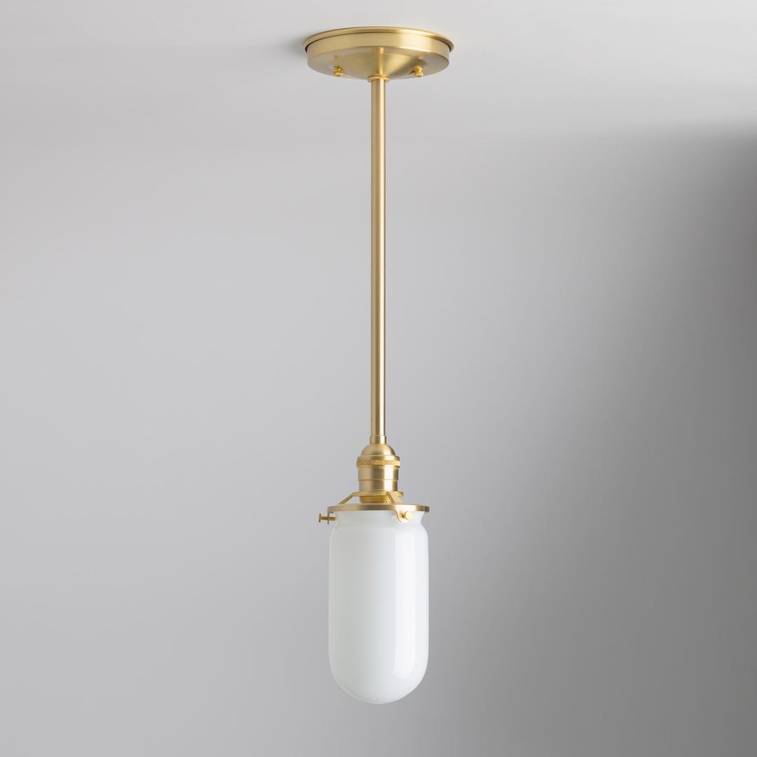White Tube Light - Opal or Clear Glass Shade Fixture - Vintage ...