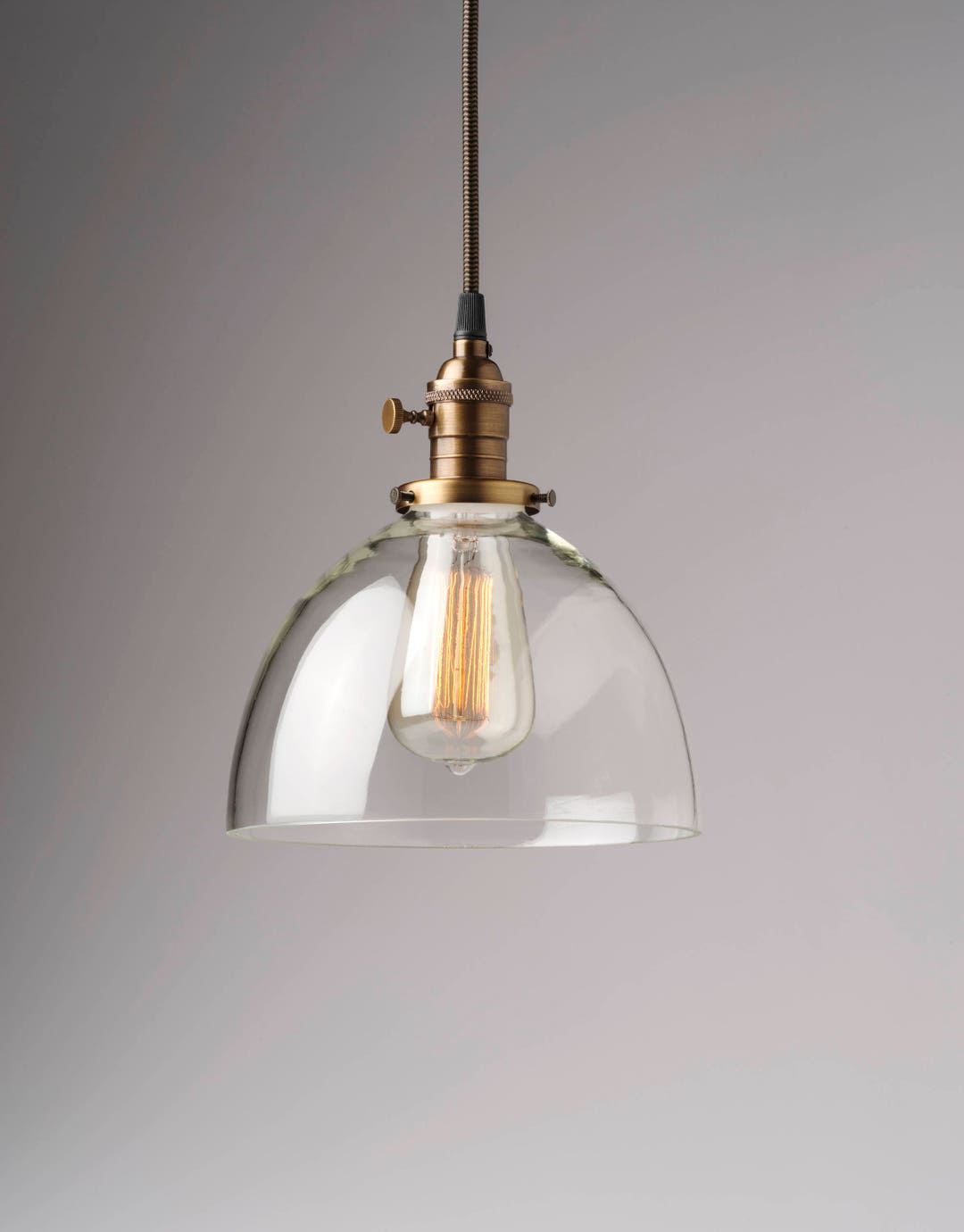 8 Large Glass Dome Pendant Light Fixture Clear Handblown Glass - Etsy