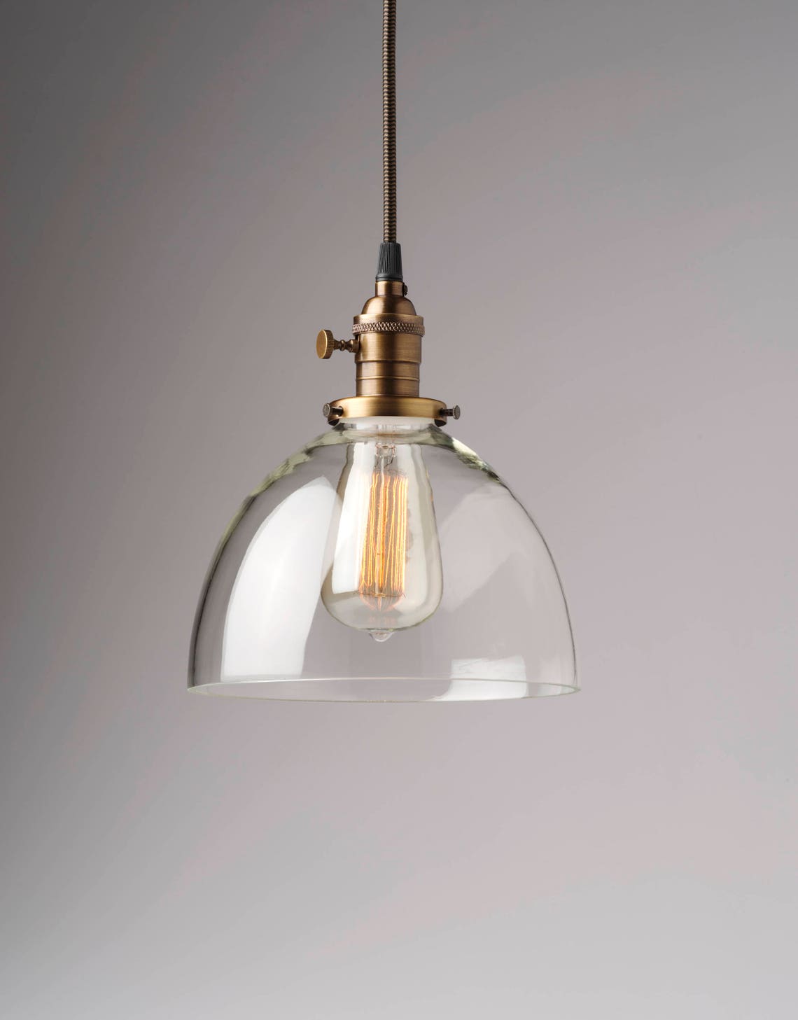 8 Large Glass Dome Pendant Light Fixture Clear Handblown - Etsy