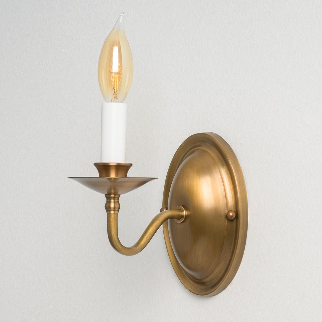 Colonial Curve Candlestick Sconce - Historic Brass Fixture - Candelabra ...