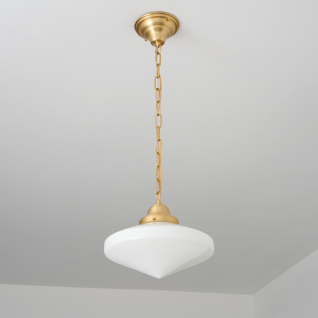 Art Deco Pendant Schoolhouse Light Fixture Mid Century Chandelier ...