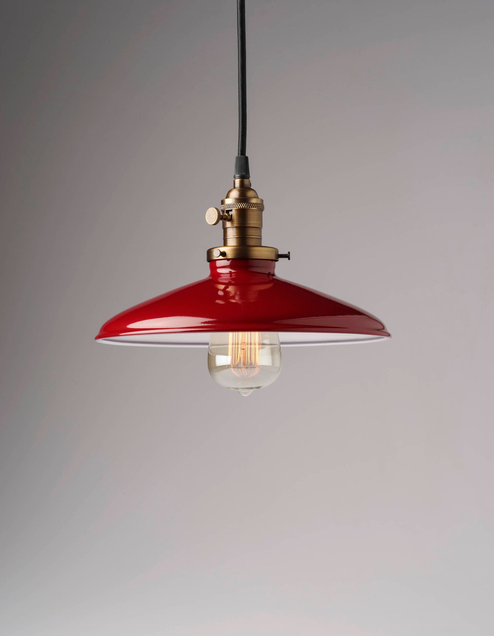 Industrial Style Red Porcelain Enamel 10 Pendant Light - Etsy