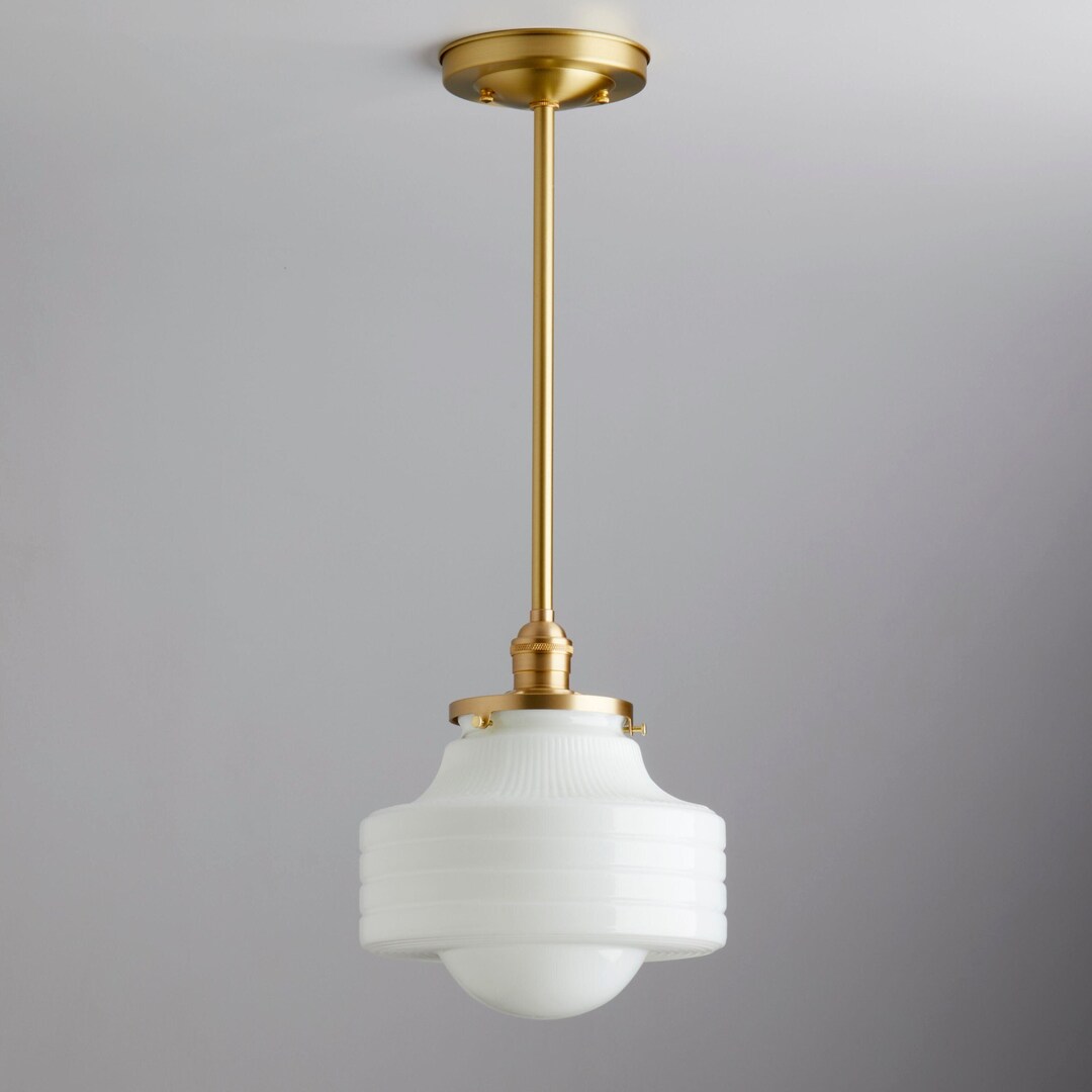 Mid Century Modern Pendant Lighting Ribbed Glass Hand Blown Vintage ...