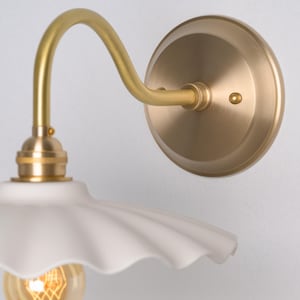 Scalloped Ceramic Shade - Wall Sconce Lighting - Gooseneck Sconce ...