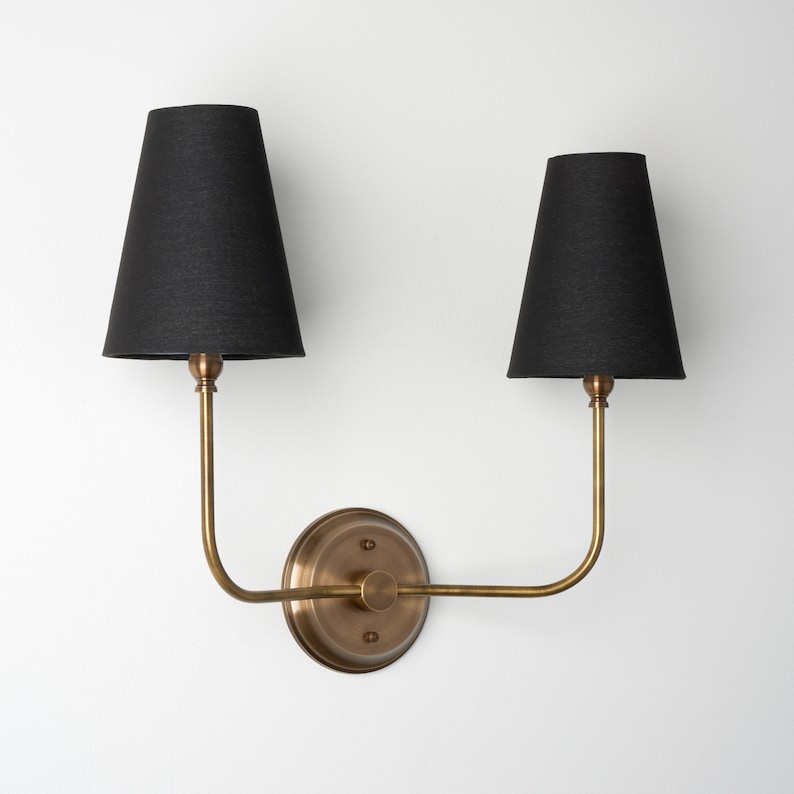 Double Arm Wall Sconce Fabric Shade Country Modern - Etsy