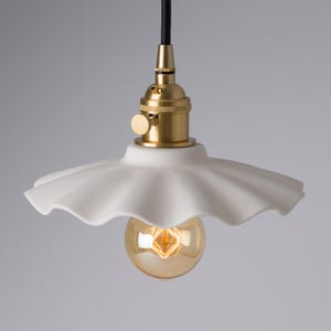 Scalloped Ceramic Shade - 8 Inch Pendant Lighting - Fonthill - Hand ...