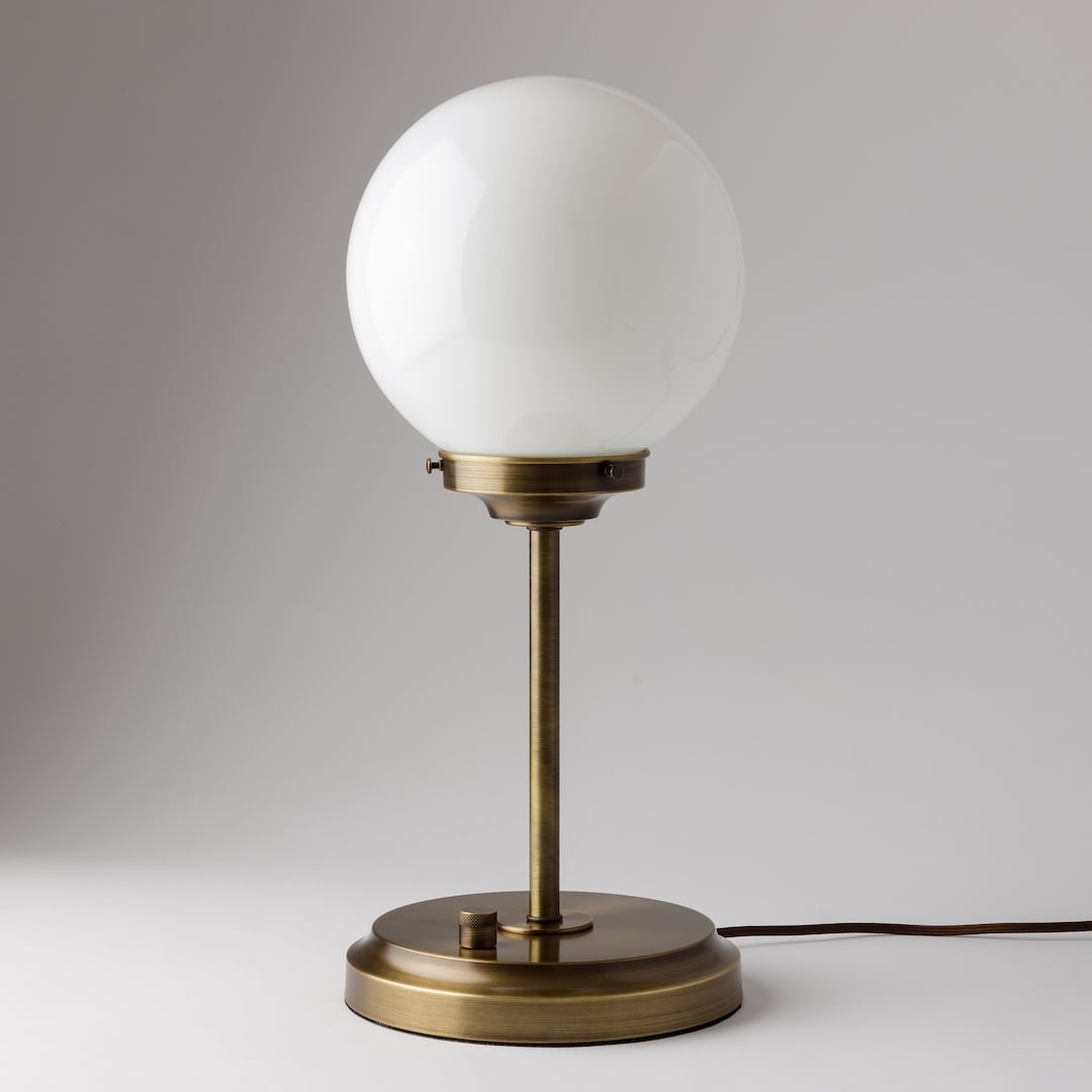 Mid-century Modern Desk Lamp - Hand Blown Glass - Brass Lighting ...