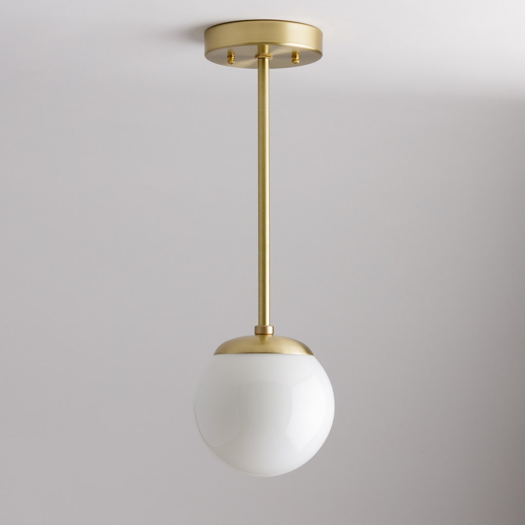 Mid-century Modern - White Glass Globe - Pendant Lighting - Hand Blown ...