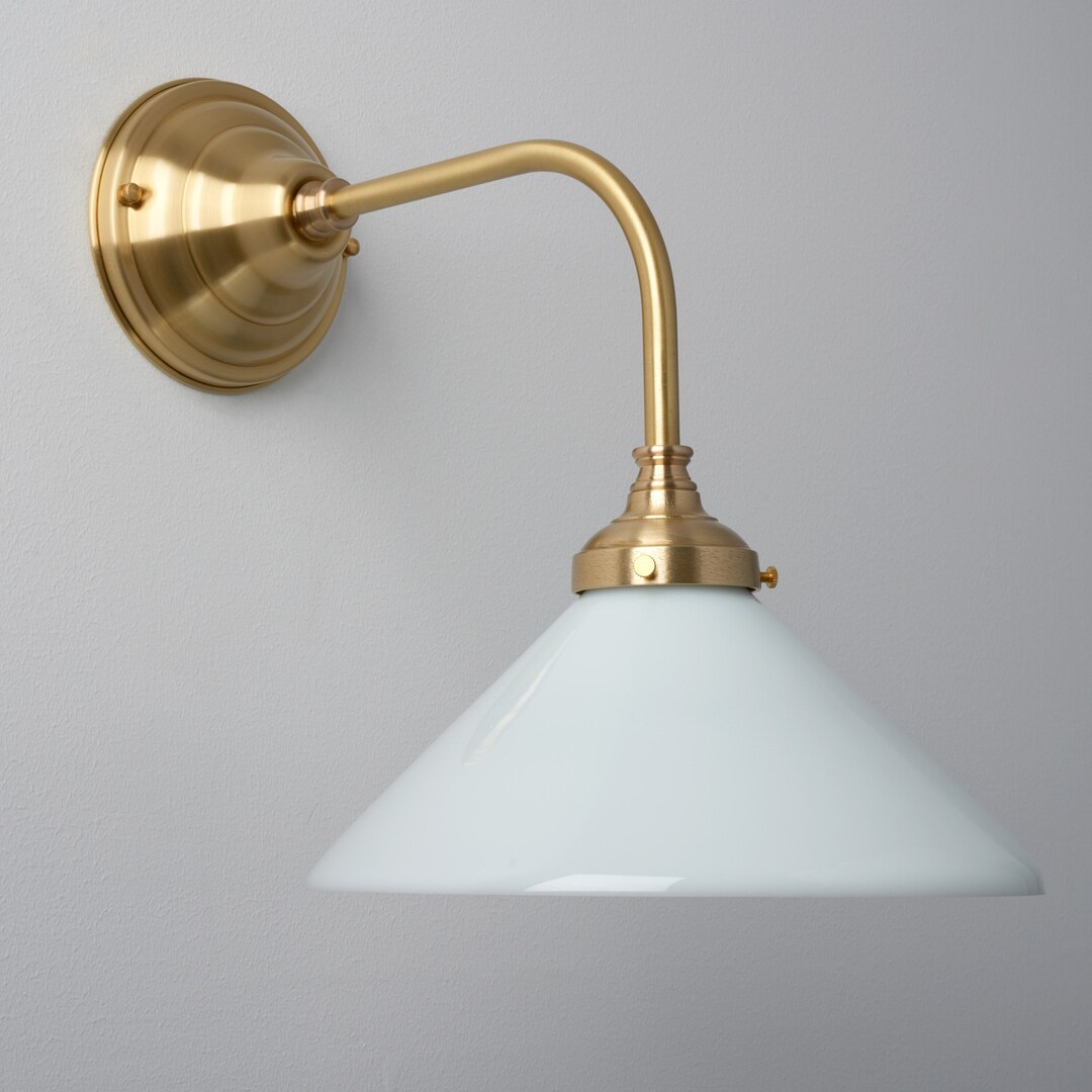 10 Opal Hand-blown Glass Cone Shade Gaselier Wall Sconce Farmhouse ...