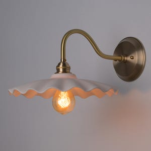 Scalloped Ceramic Shade - Wall Sconce Lighting - Gooseneck Sconce ...