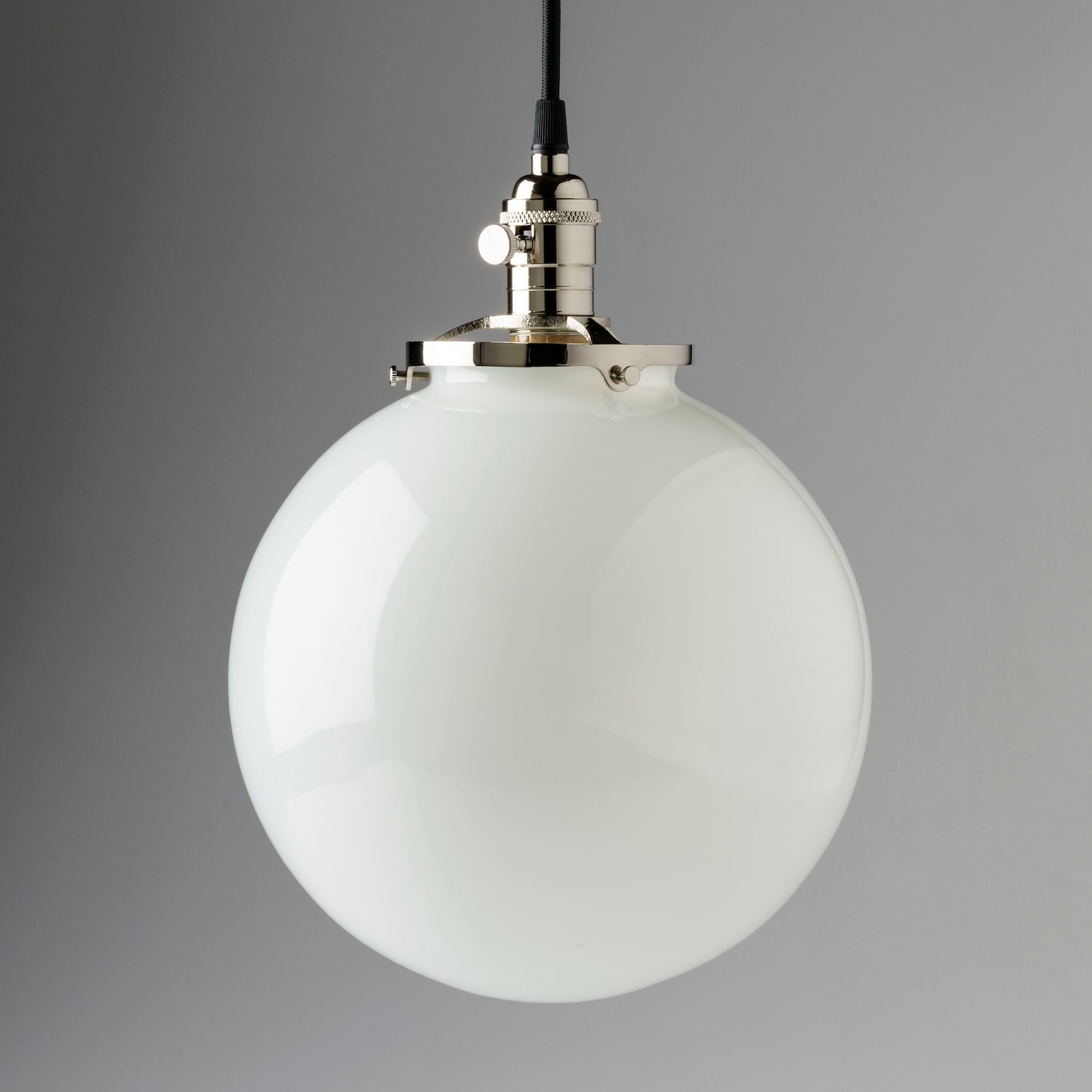 10 White Glass Globe Pendant Light Fixture U.S. Made - Etsy