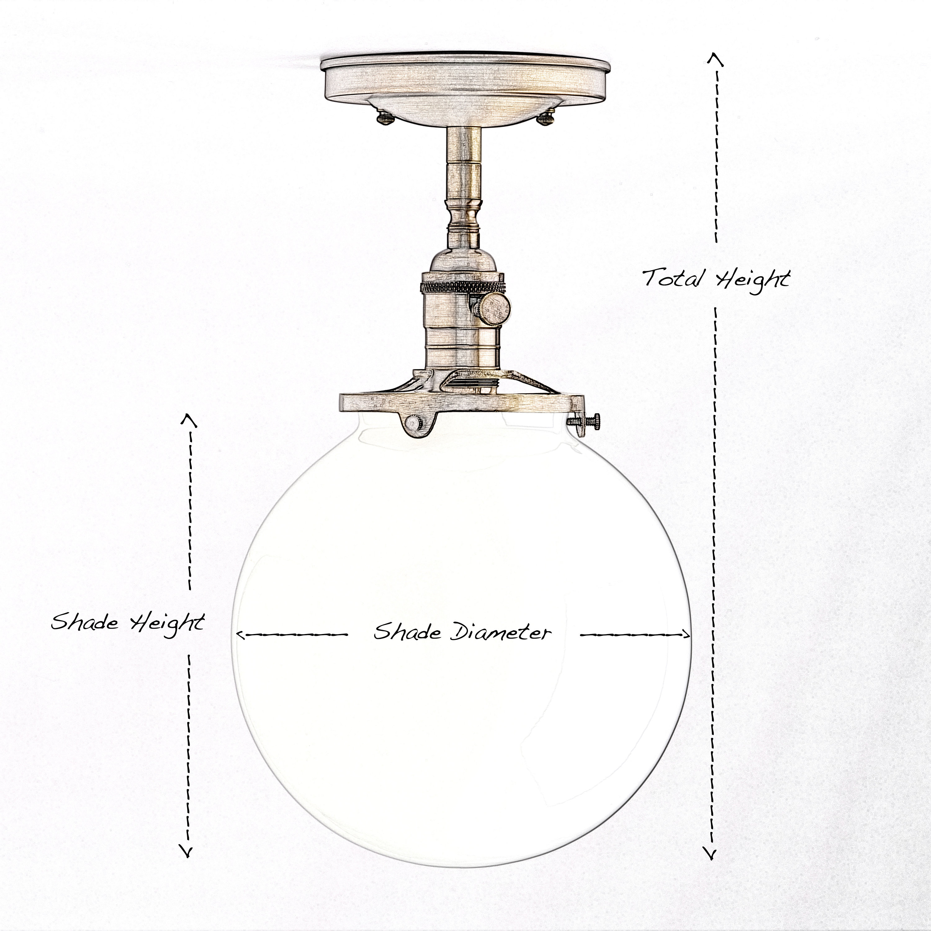Opal Handblown Glass Cone Shade Semi Flush Mount Light - Etsy