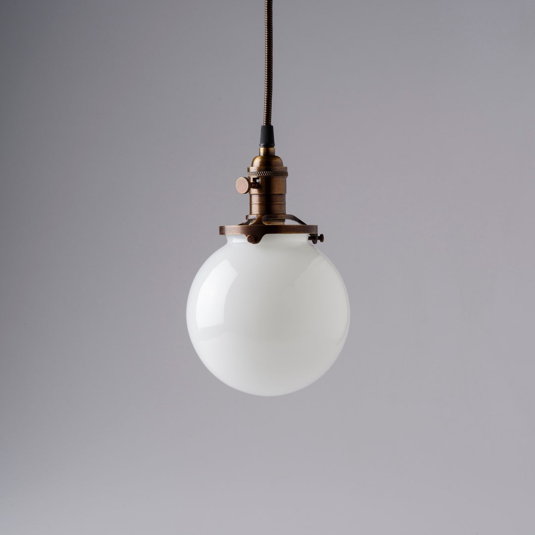 Round Glass Pendant Light Fixture 6 White Glass Globe - Etsy