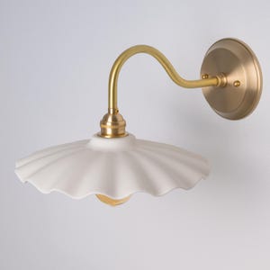 Scalloped Ceramic Shade - Wall Sconce Lighting - Gooseneck Sconce ...