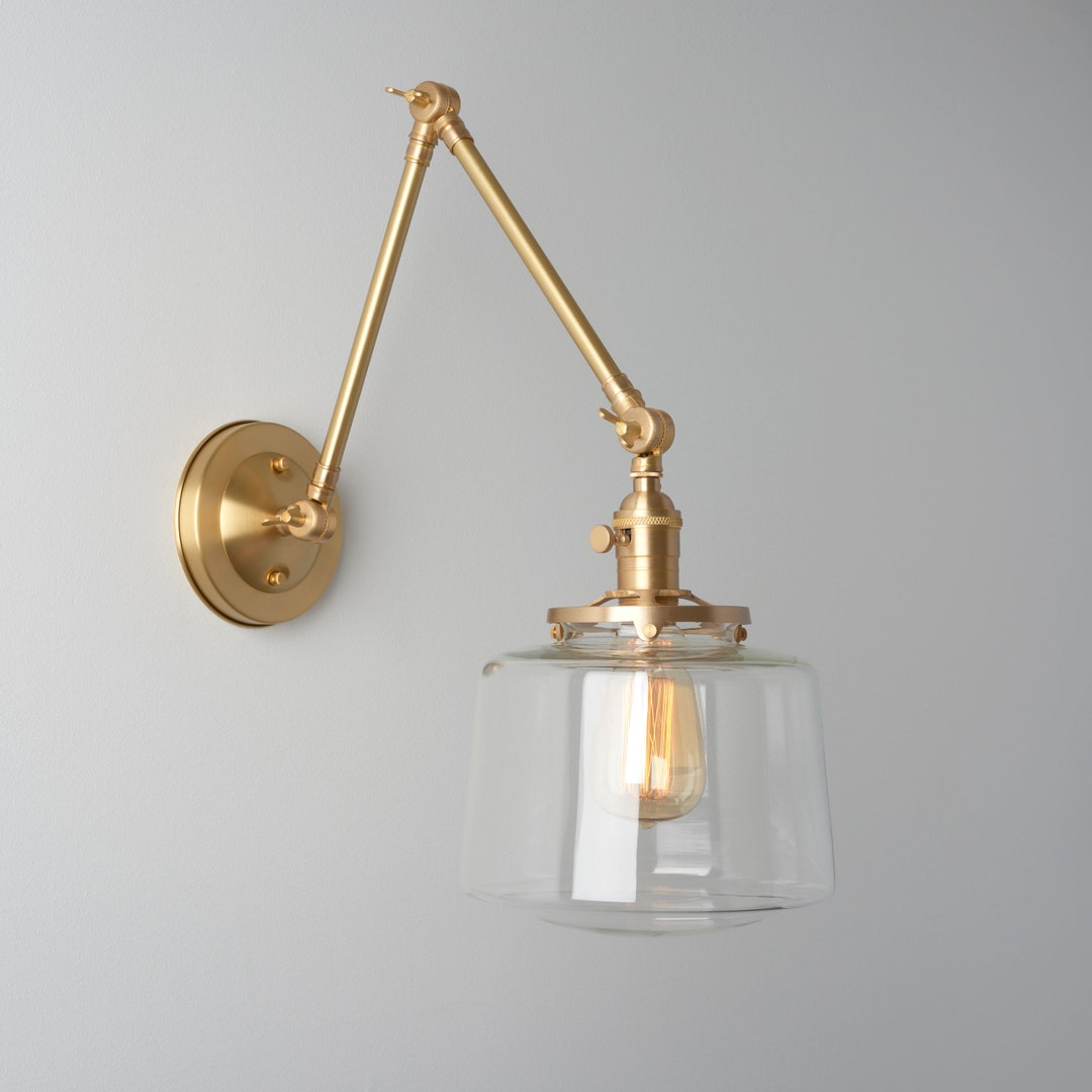 Drum Glass Shade - Adjustable Scone Lighting Fixture - Clear Glass Work ...