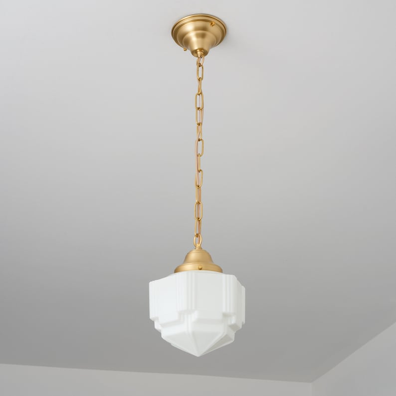 Art Deco Lighting - Ceiling Light Fixture - Chain Hung Pendant ...