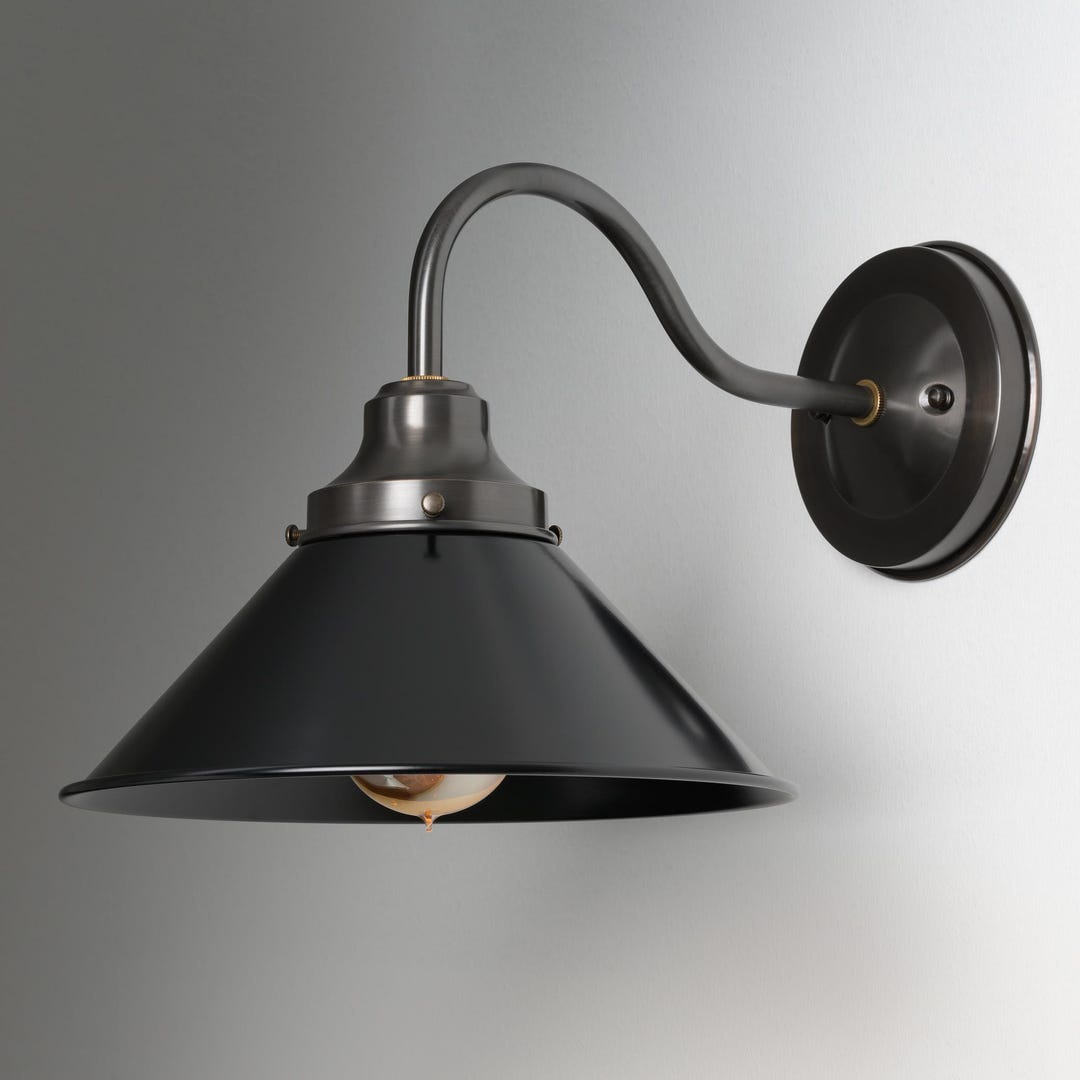 10" Metal Cone Shade - Gooseneck Wall Sconce - Industrial Lighting ...