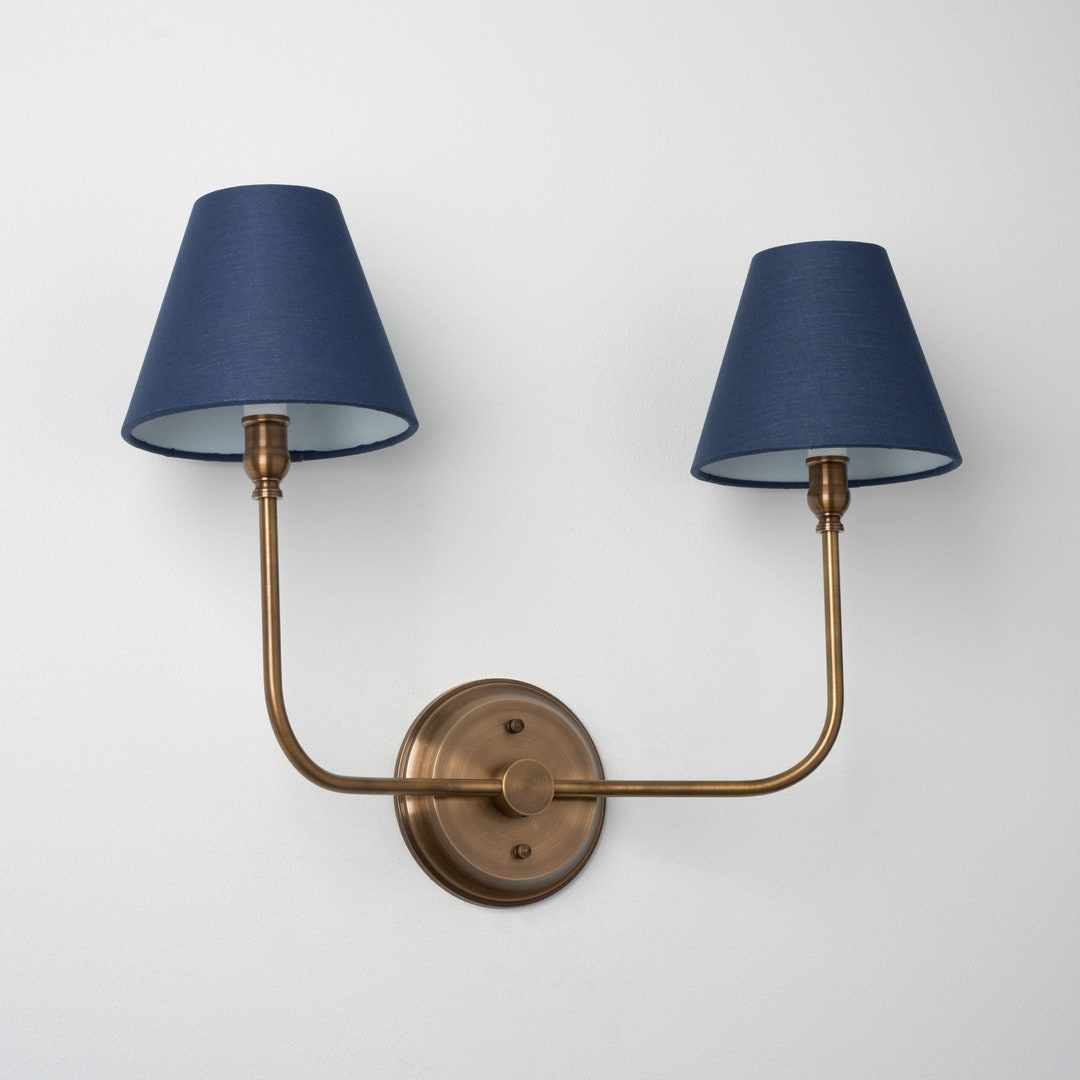 Wall Sconce Fixture - Double Fabric Shade - Candlestick Style Lighting ...